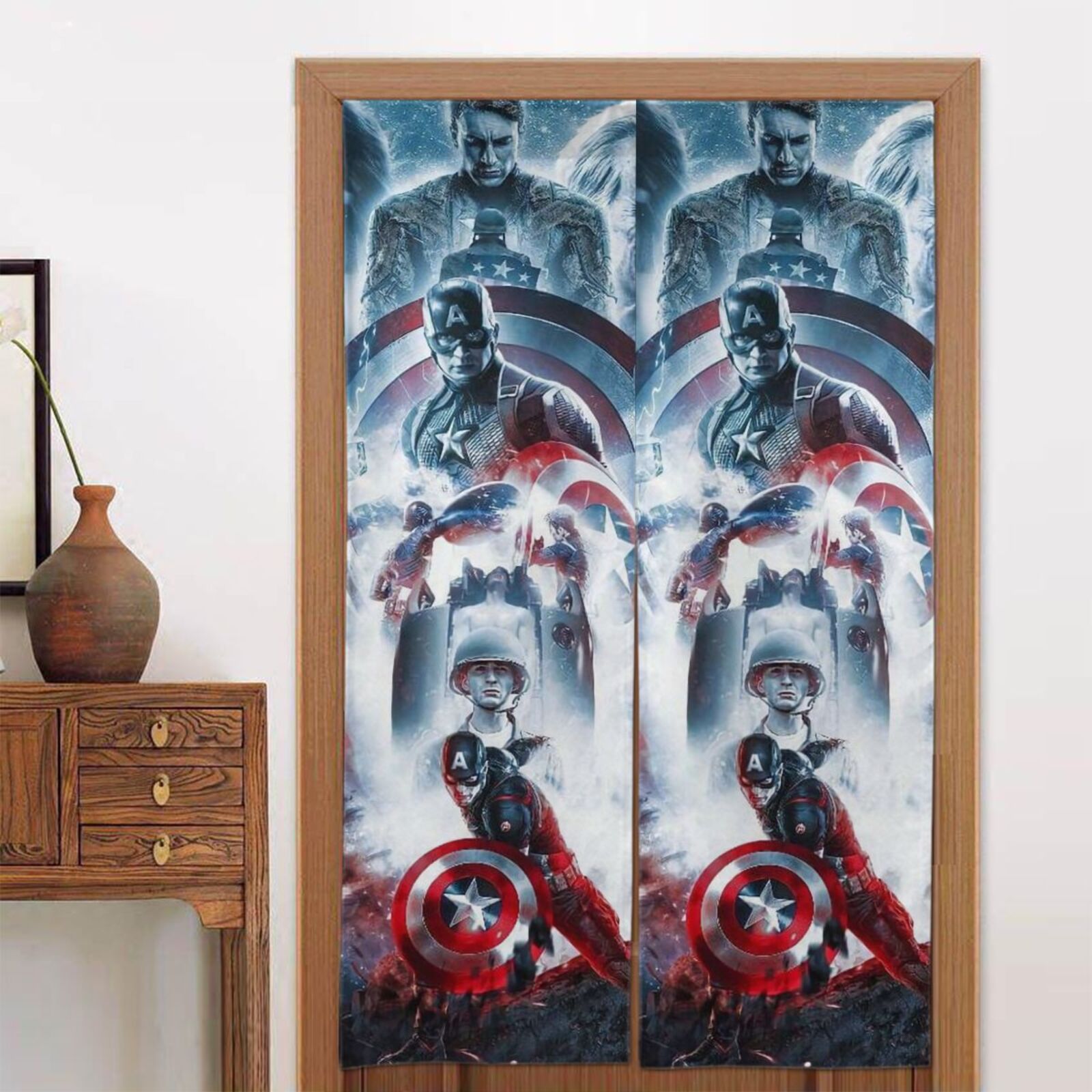 Captain America Anime Animation Blackout Curtains,Home Decoration For ...