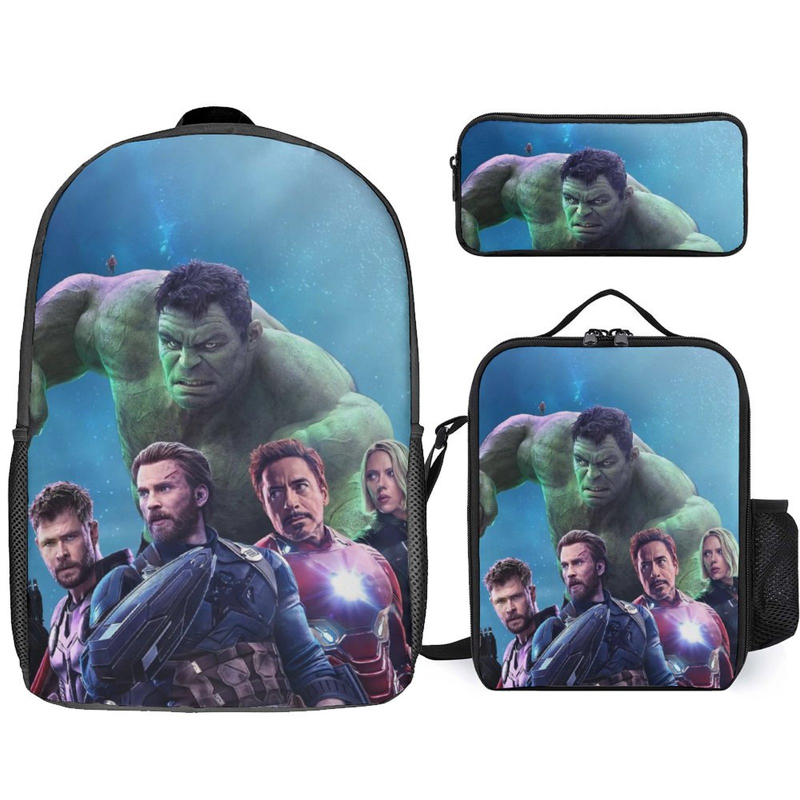 Captain America Anime Print School Bag 3 Pcs Set, Backpack, Lunch Bag ...