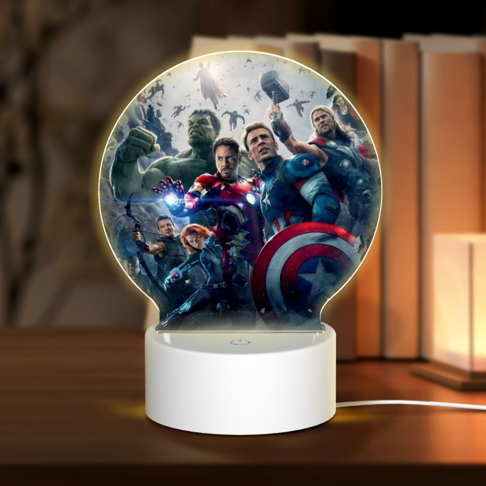 Captain America Anime Round Acrylic Night Light Is Suitable For Rooms ...