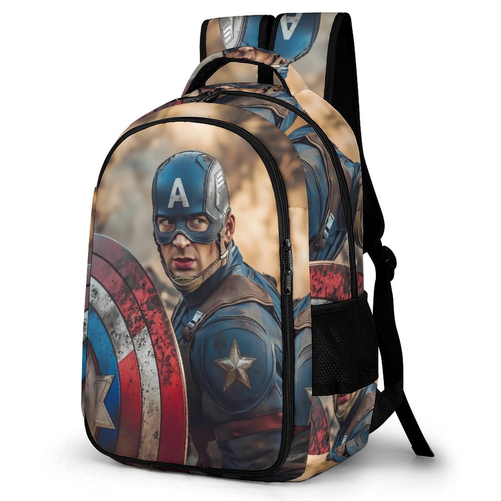 Captain-America Backpack, Lightweight Dual Zippers School Backpacks ...