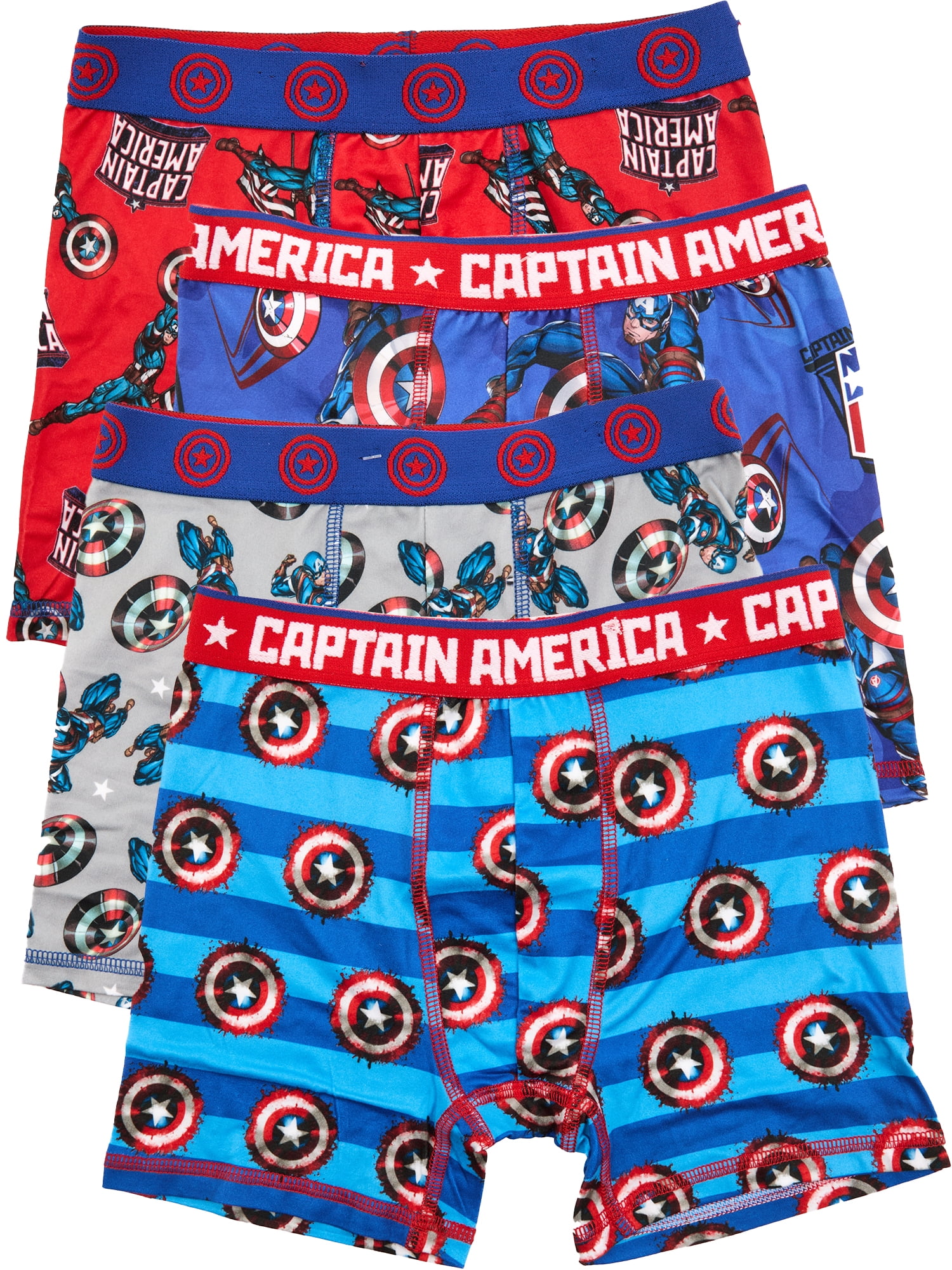 Captain America Boys Boxer Briefs 4-Pack, Sizes XS-XL, Marvel Superhero ...