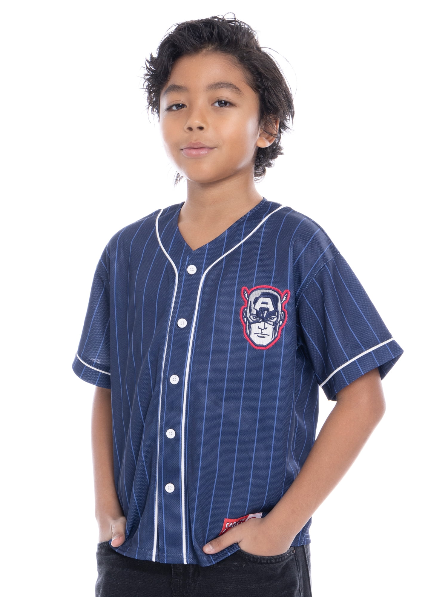 Captain America Boys Character Graphic Baseball Jersey, Sizes 4-18 ...