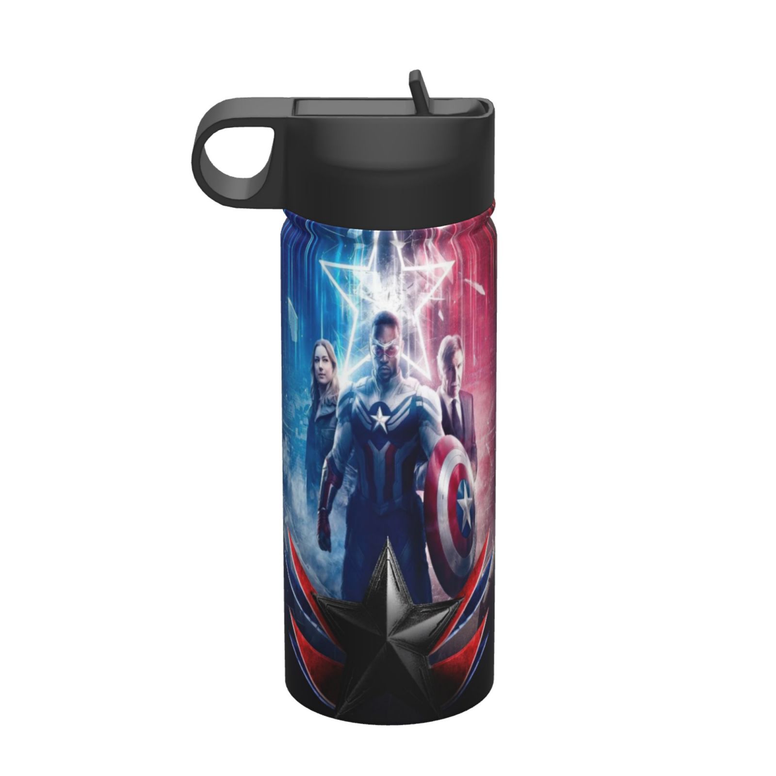 Captain America Brave New World Kids Insulated Water Bottle With Straw ...