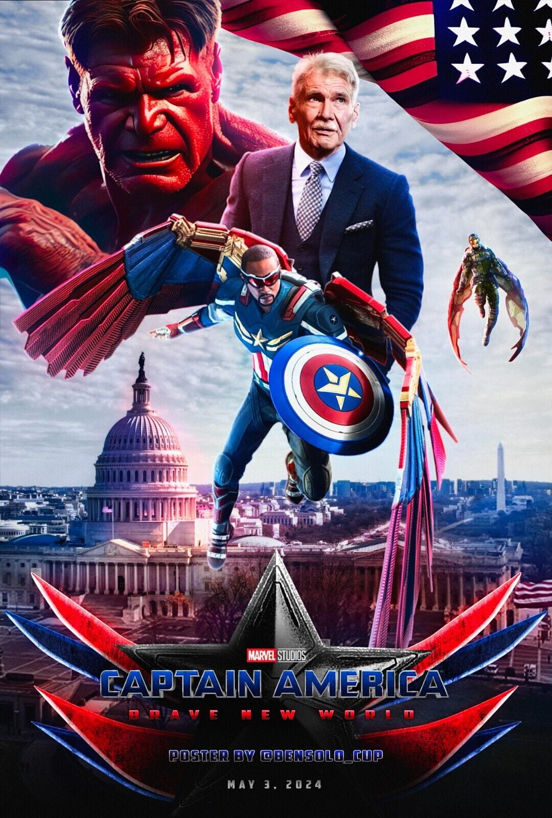 Captain America Brave New World Movie Posters 24x36 Many Versions! Red ...