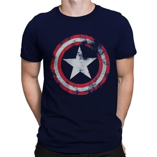Captain America Captain America Distressed Shield Navy T-Shirt - 2XL ...