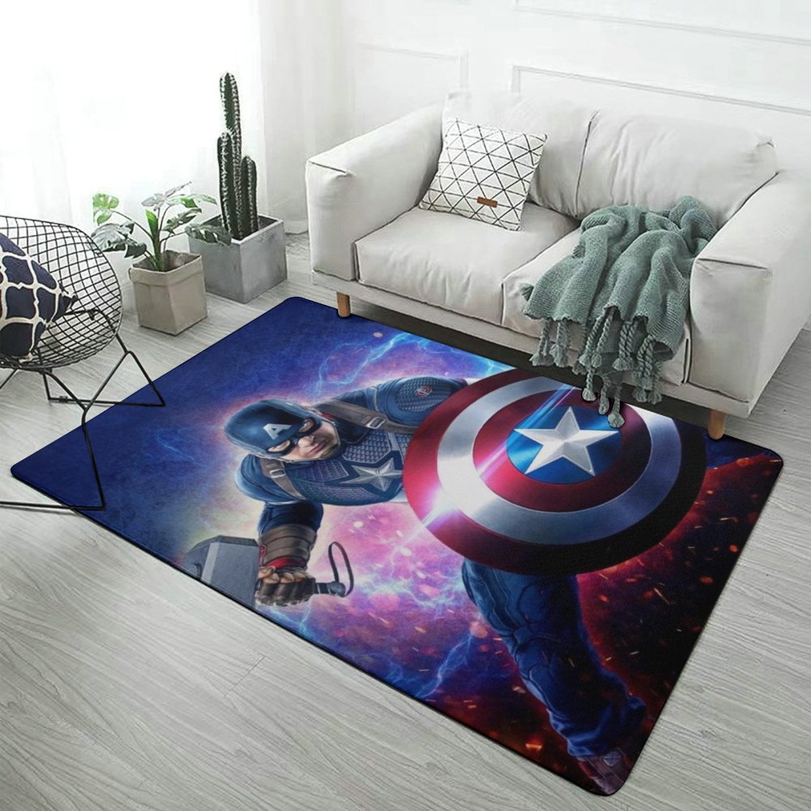 Captain America Carpet for Living Room Fashion Pattern Coral Velvet ...