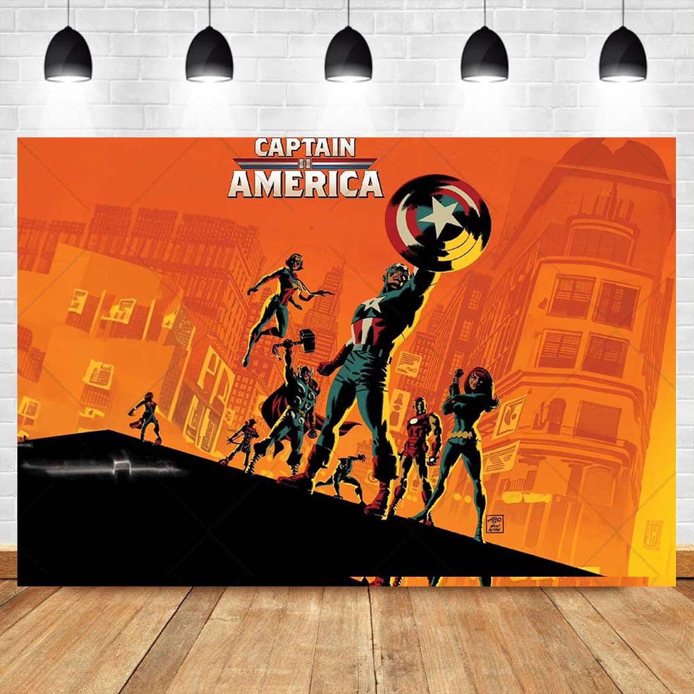 Captain America Children's Birthday Banner Decoration Photo Background ...