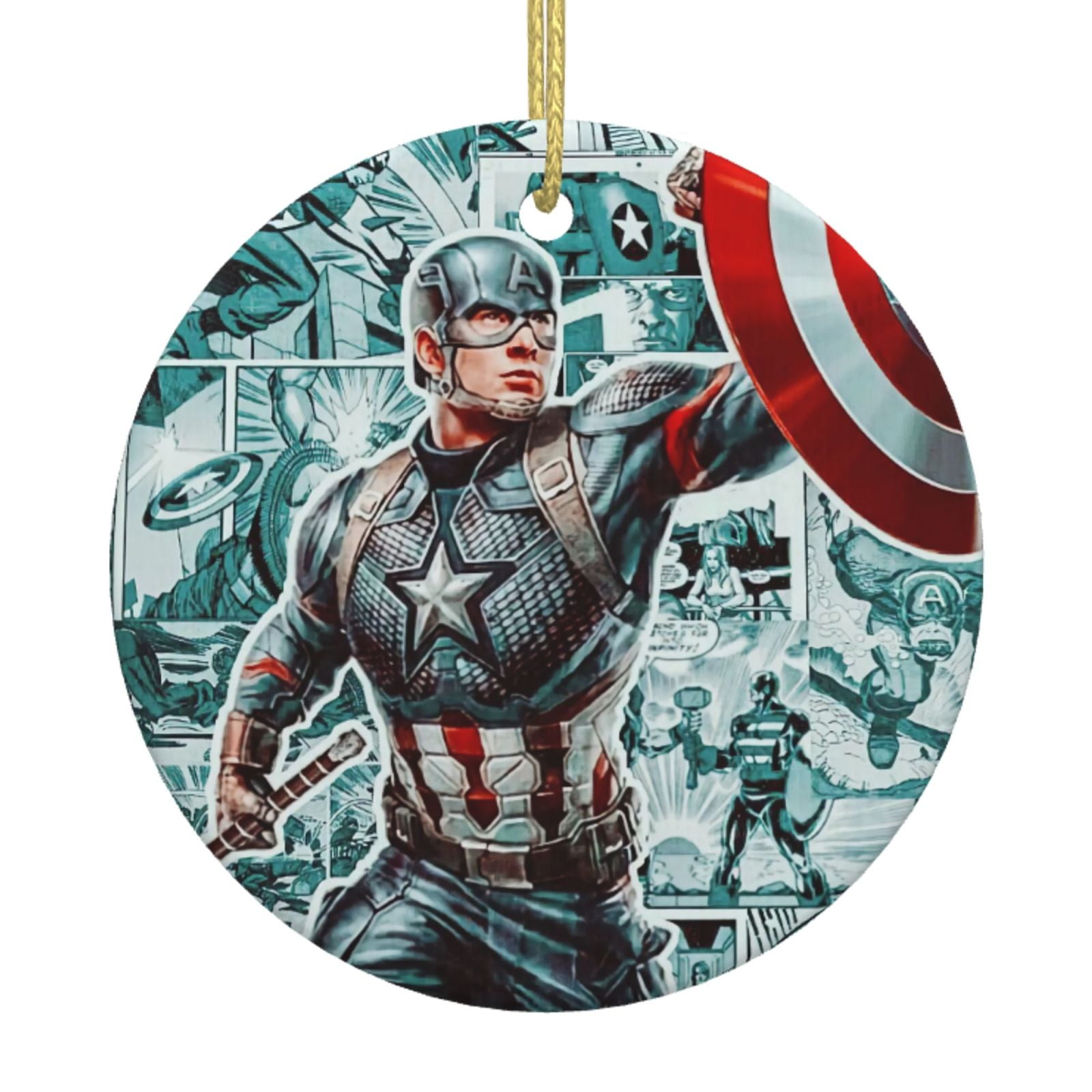 Captain-America Christmas Ornaments,Ceramic Xmas Ornaments with Rope ...