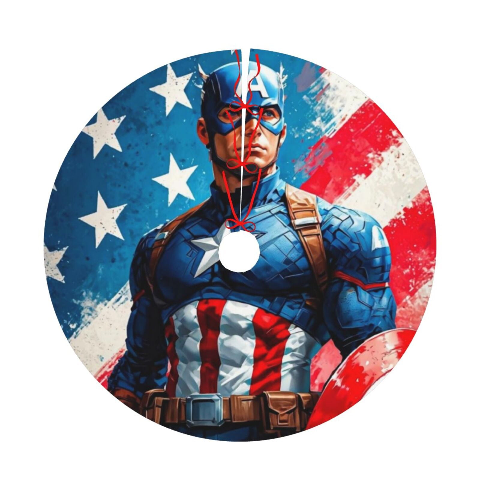 Captain America Christmas Tree Skirt Soft and Funny Red Green Trimmed ...