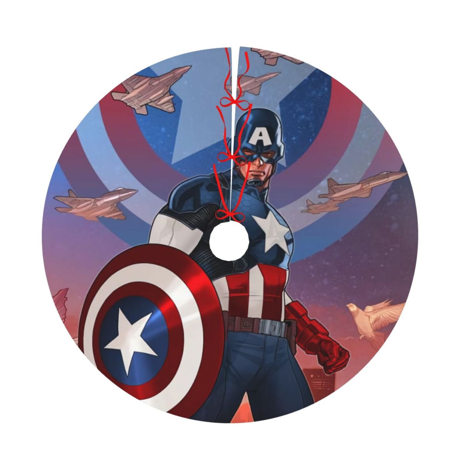 Captain-America Christmas Tree Skirt Soft and Funny Red Green Trimmed ...