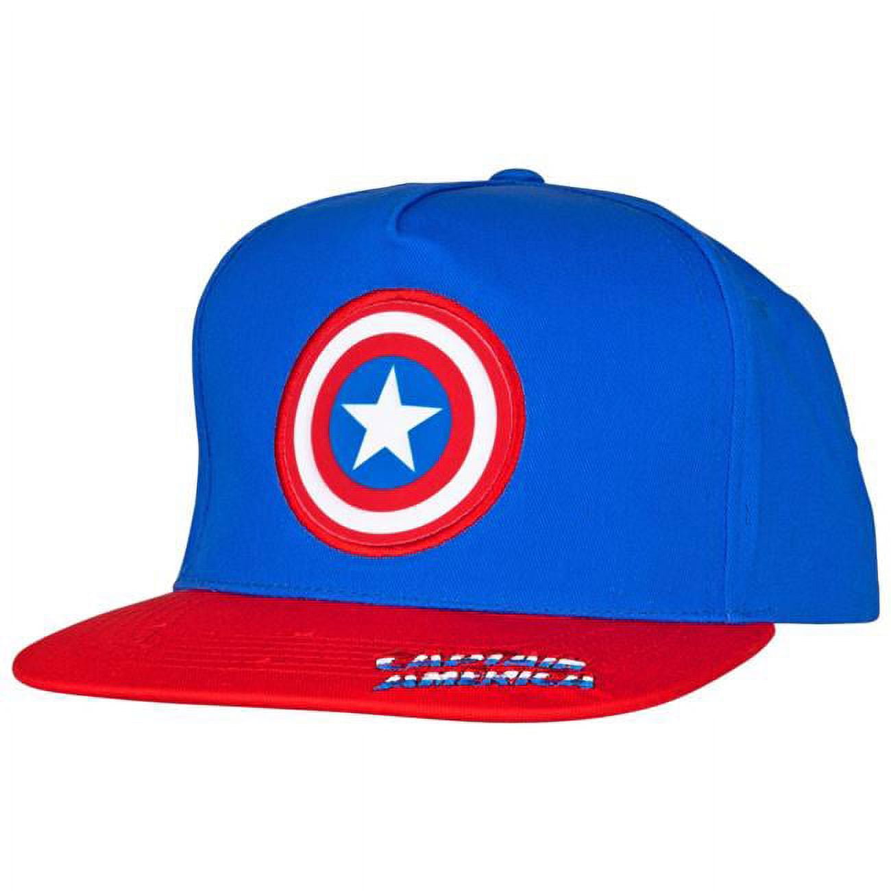 Captain America Classic Shield Logo with Brim Text Adjustable Snapback ...