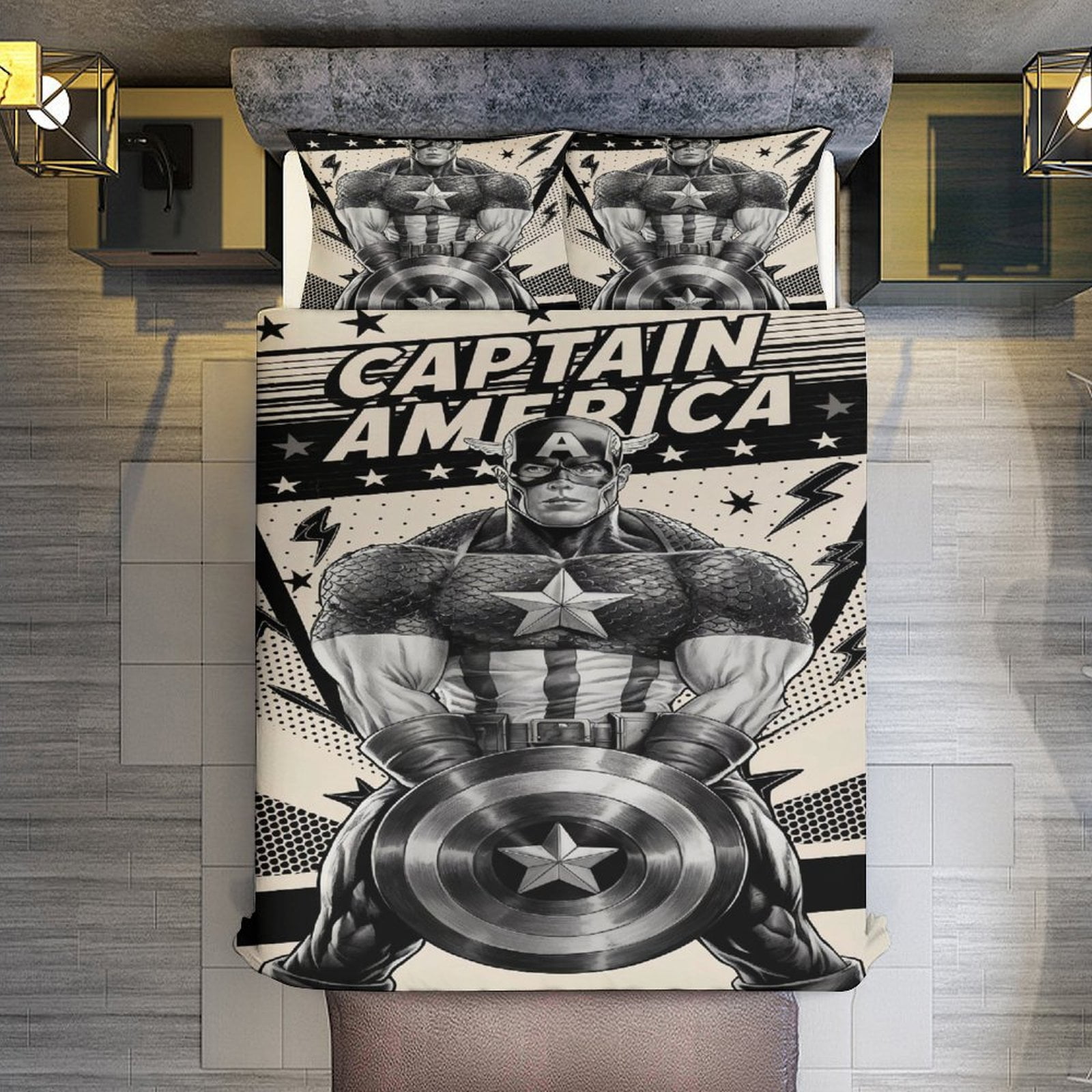 Captain America Comic Book Wallpaper Queen Sheet Set,Duvet Cover Set ...