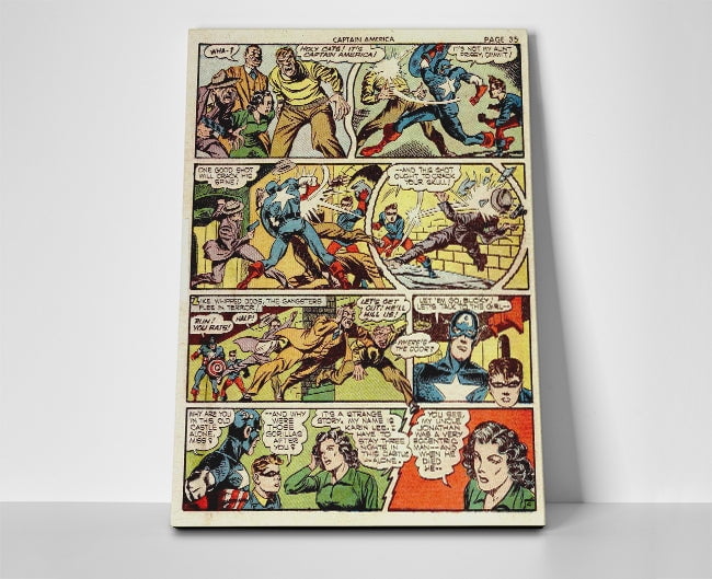 Captain America Comic Poster or Wrapped Canvas - Walmart.com