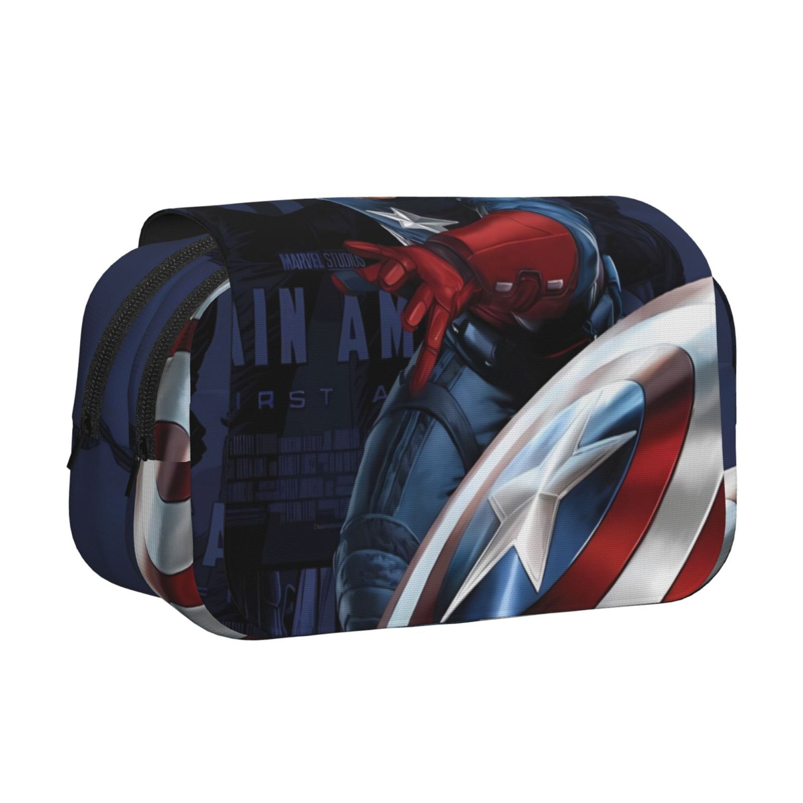 Captain-America Double Foldable Pencil Case, Double Zipper Large Pencil ...