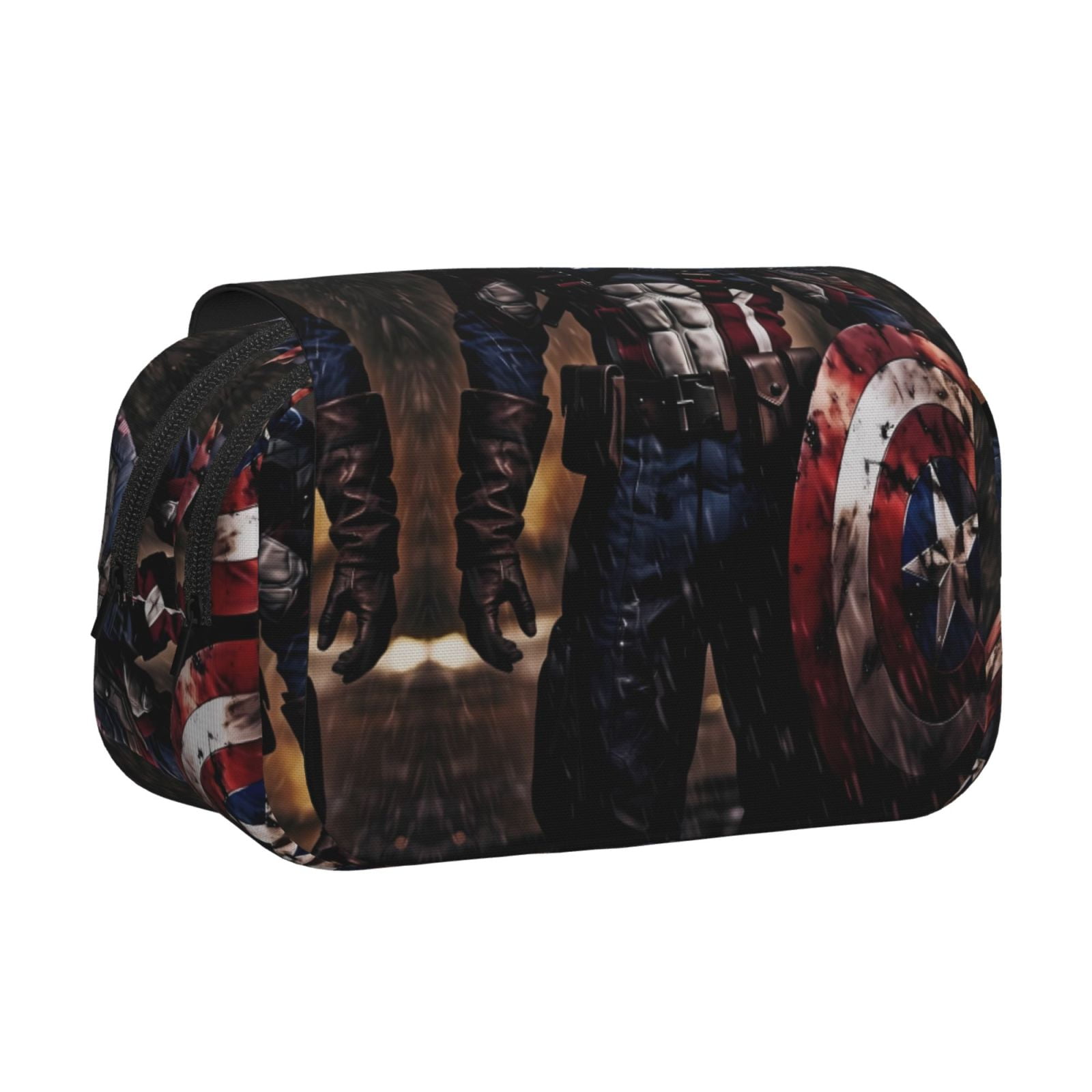 Captain-America Double Foldable Pencil Case, Double Zipper Large Pencil ...
