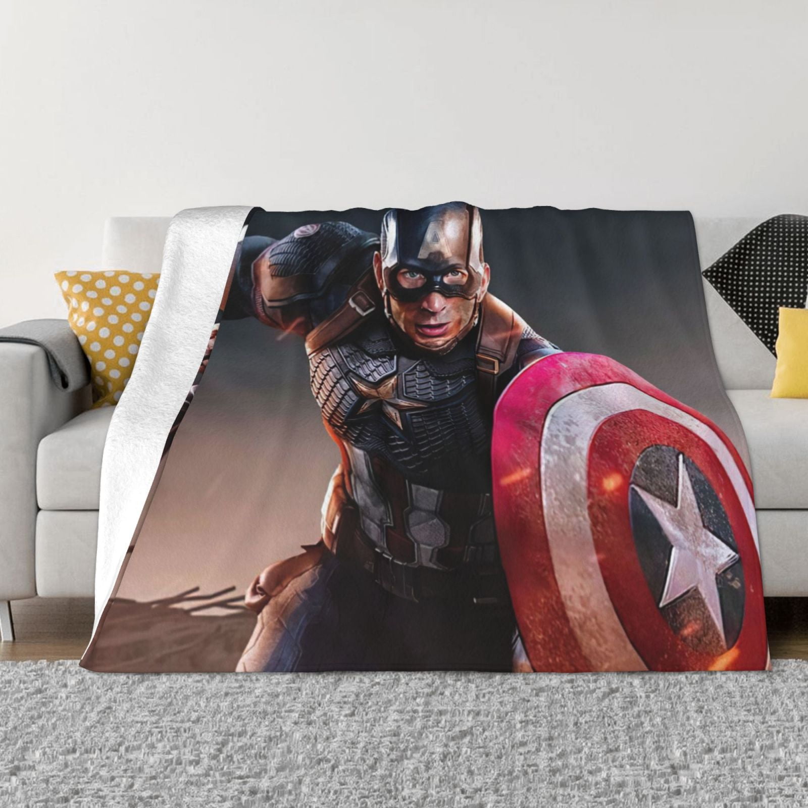 Captain America Fleece Throw Blanket For Couch Or Bed - Plush Cozy ...
