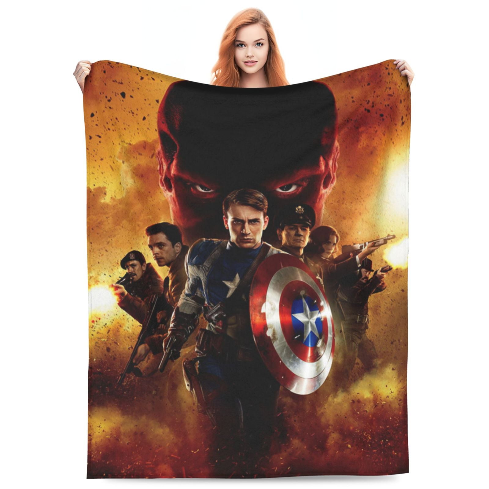 Captain America Fleece Throw Blanket For Couch Or Bed - Plush Cozy ...