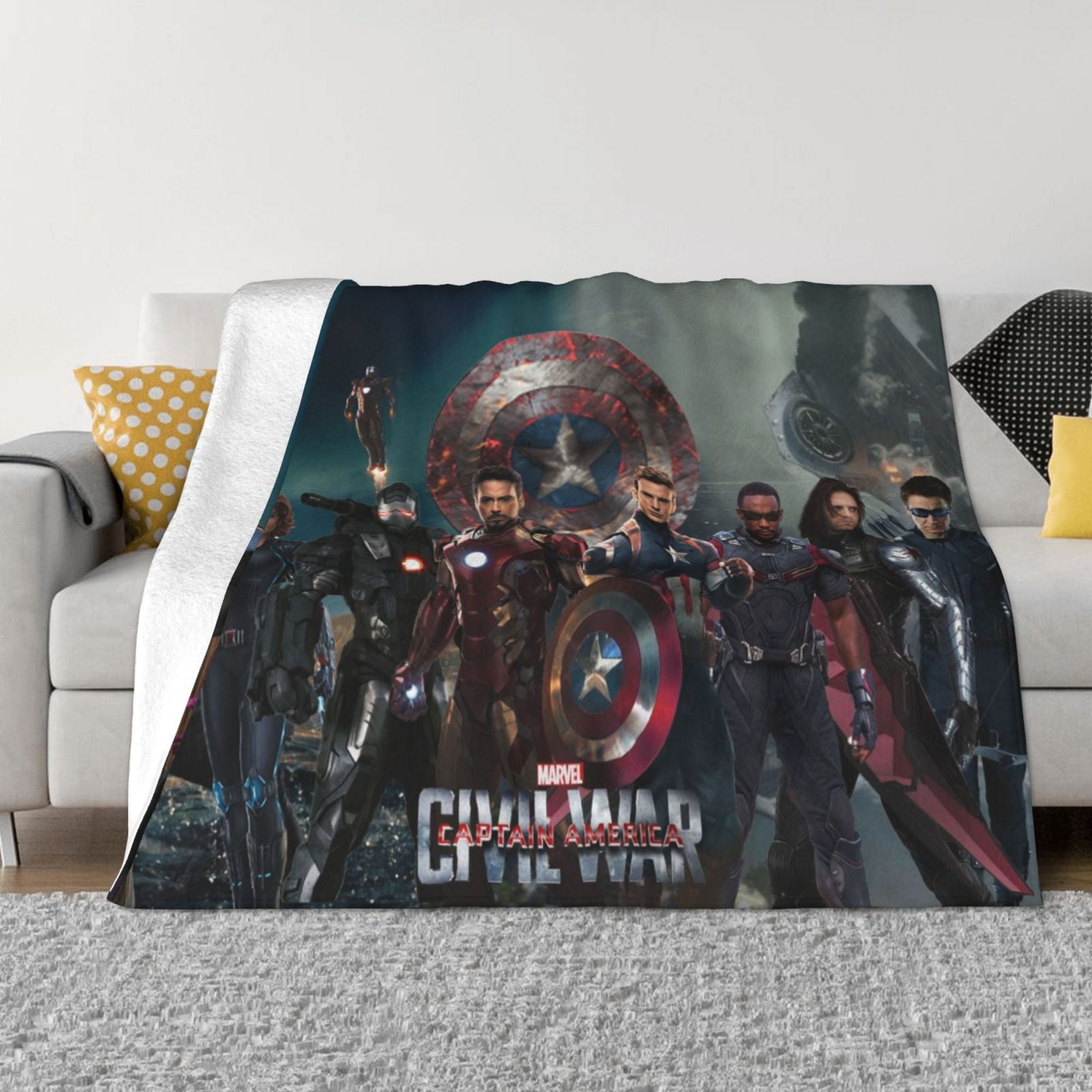 Captain America Fleece Throw Blanket For Couch Or Bed - Plush Cozy ...