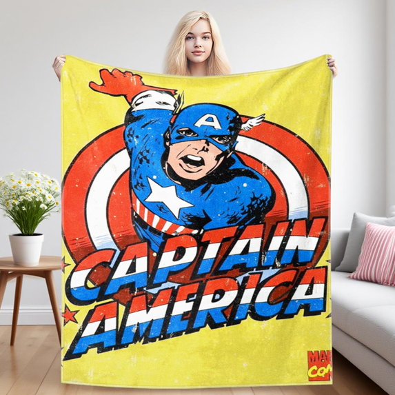 Captain America Gift Flannel Throw Blanket Soft and Lightweight ...