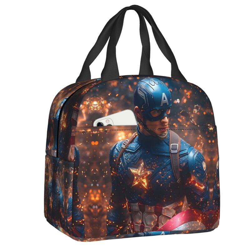 Captain America Insulated Lunch Box Reusable Thermal Cooler Lunch Bag ...