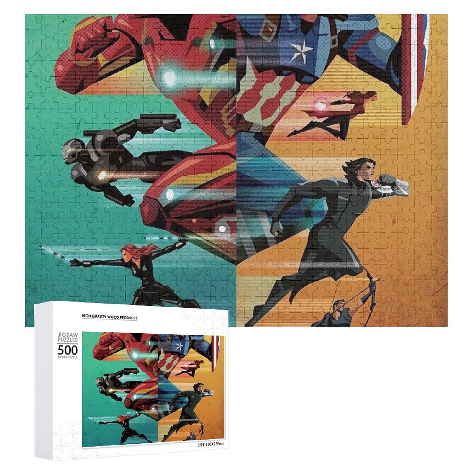 Captain America Iron Man Puzzles,Puzzles for Adults 500 Pieces,Wooden ...