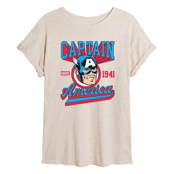 Captain America - Jersey - Juniors Oversized Graphic T-Shirt - Walmart.com
