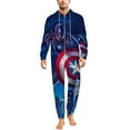 Captain America Jumpsuit for Men Women Hooded Flannel Onesie Rompers ...