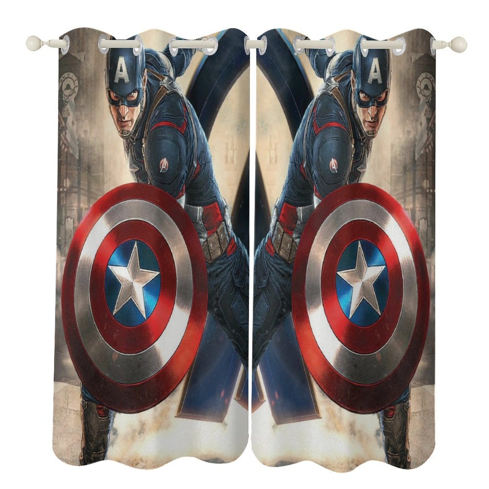 Captain-America Kids Curtains 52 X 72 Inch,Cartoon Blackout Curtains ...