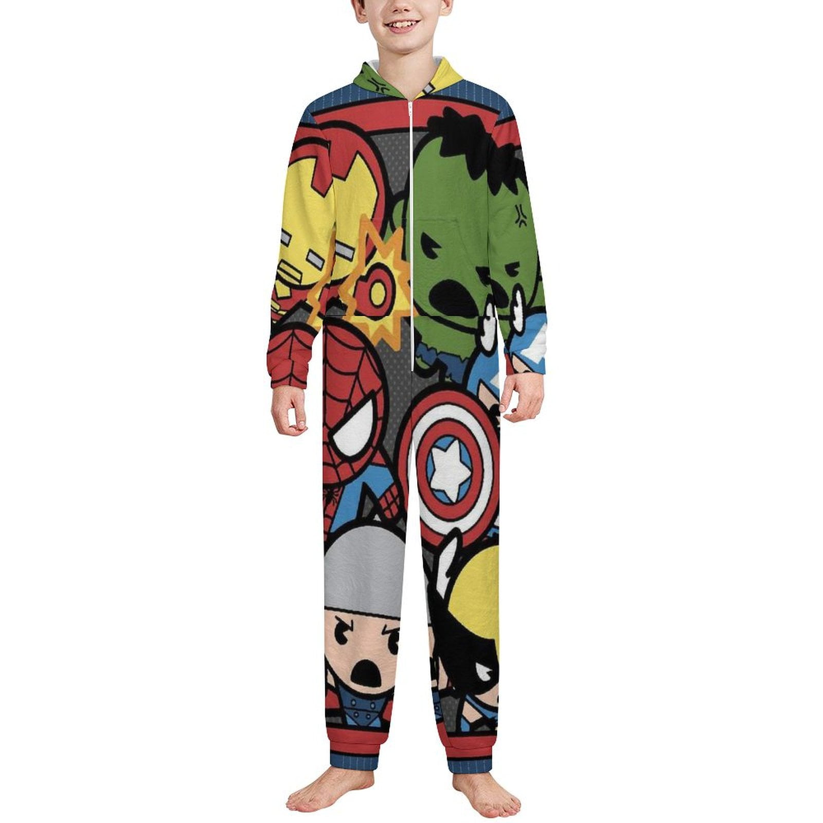Captain America Kids Onesie Pajamas, Boys Girls Long Sleeve Zip Up ...