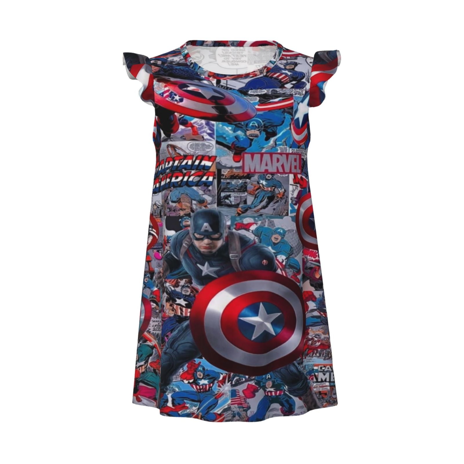 Captain America Little Girls Nightgowns Soft Flutter Sleeve Night Dress ...