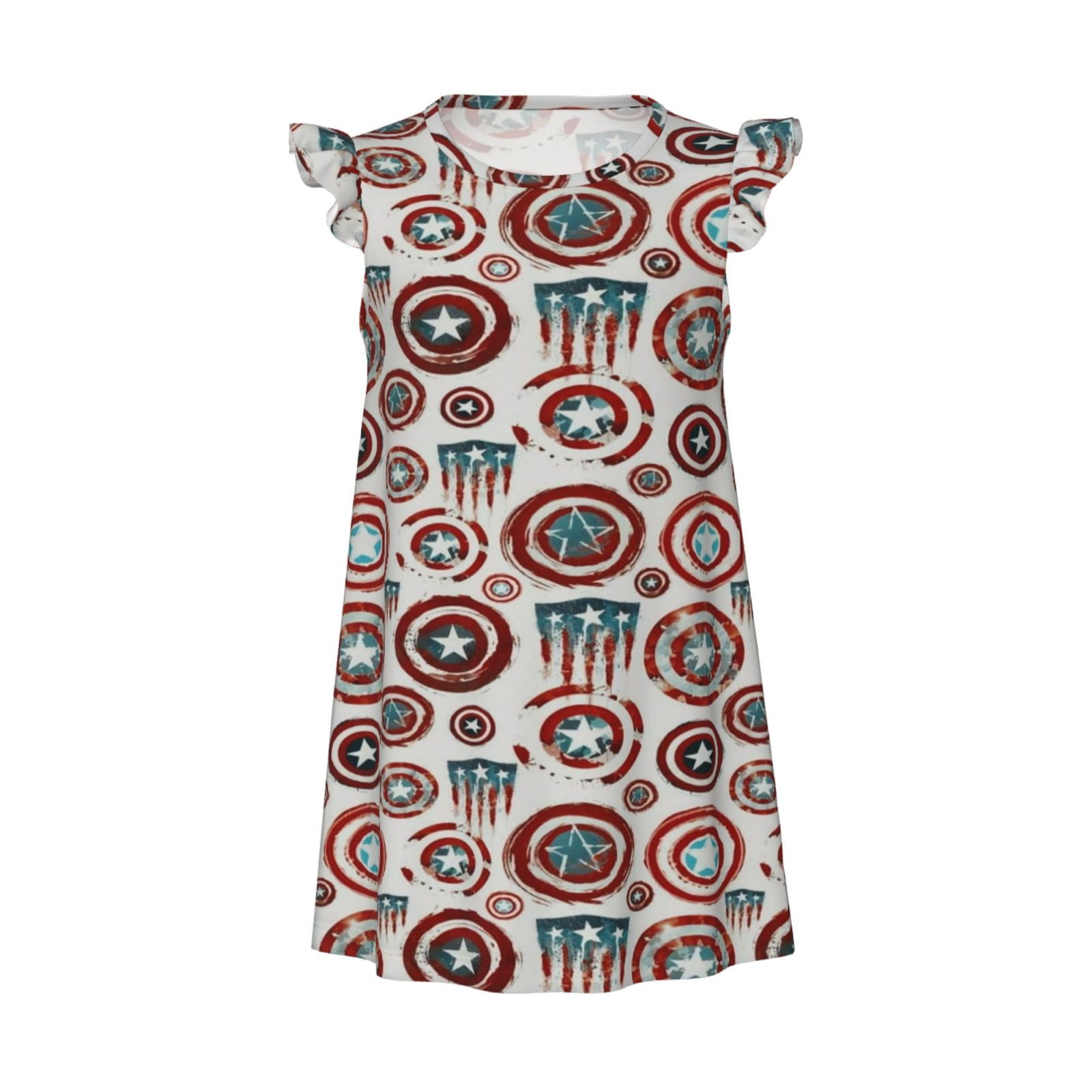 Captain America Little Girls Nightgowns Soft Flutter Sleeve Night Dress ...