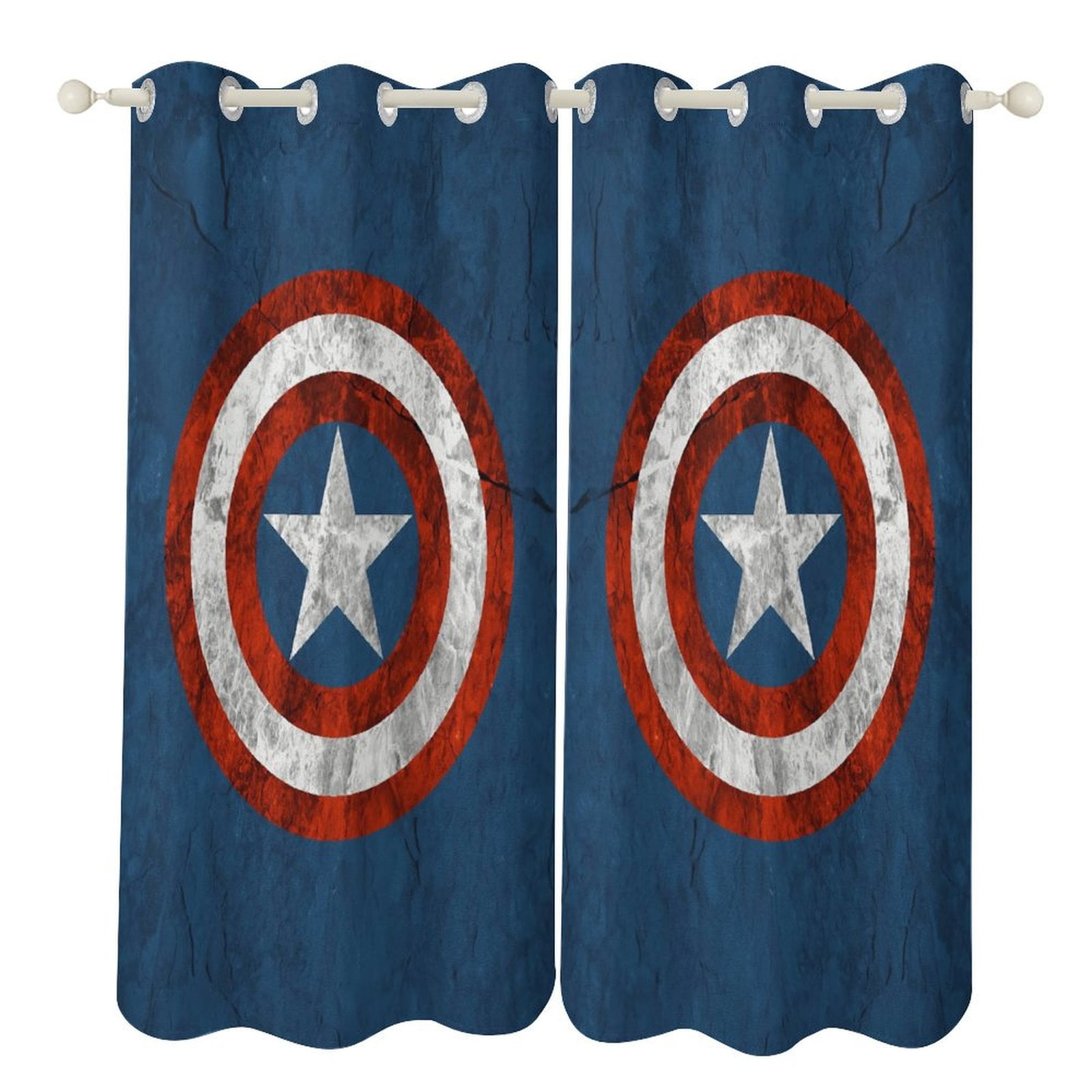 Captain America Logo Kids Curtains 52 X 72 Inch,Cartoon Blackout ...