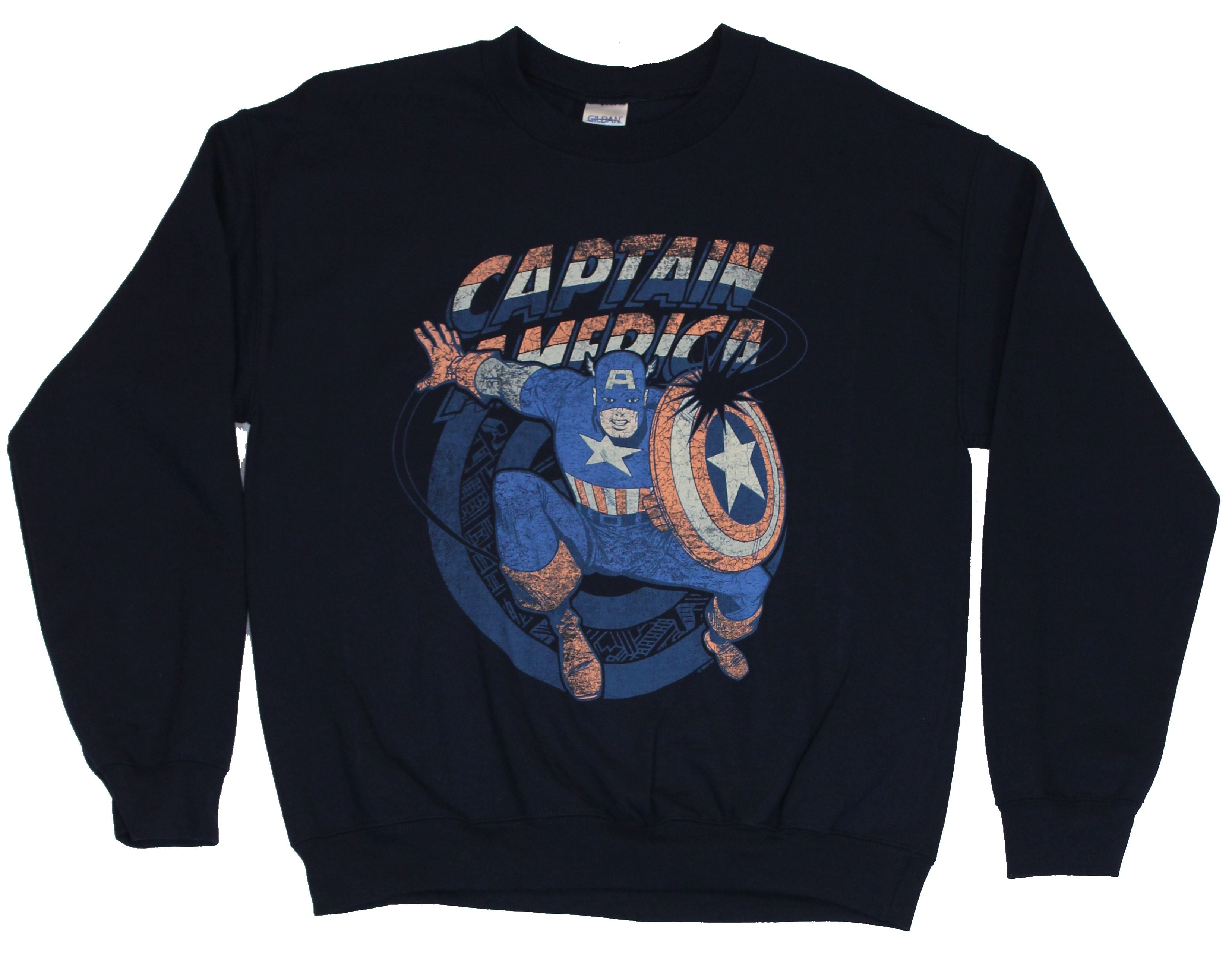 Captain America (Marvel Comics) Crewneck Sweatshirt - Distressed Kirby ...