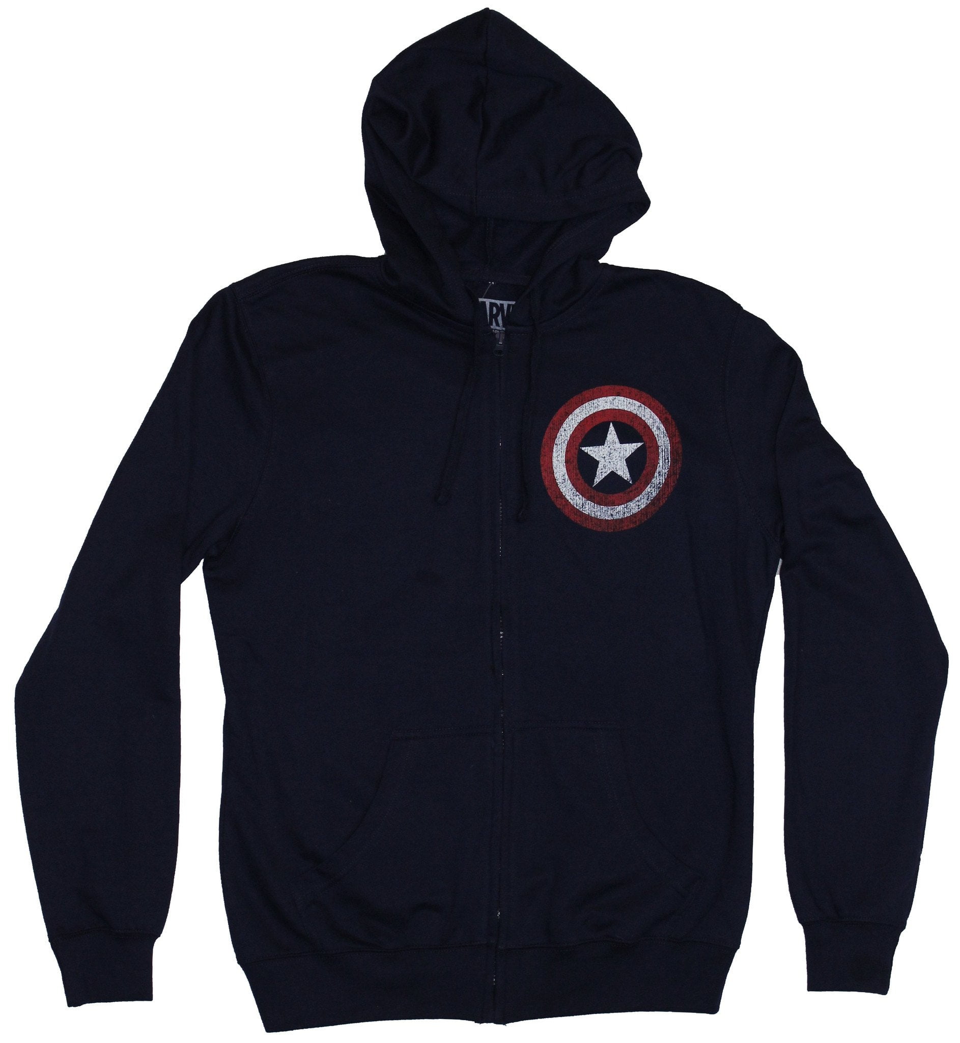 Captain America (Marvel Comics) Mens Hoodie - Distressed Front Large ...