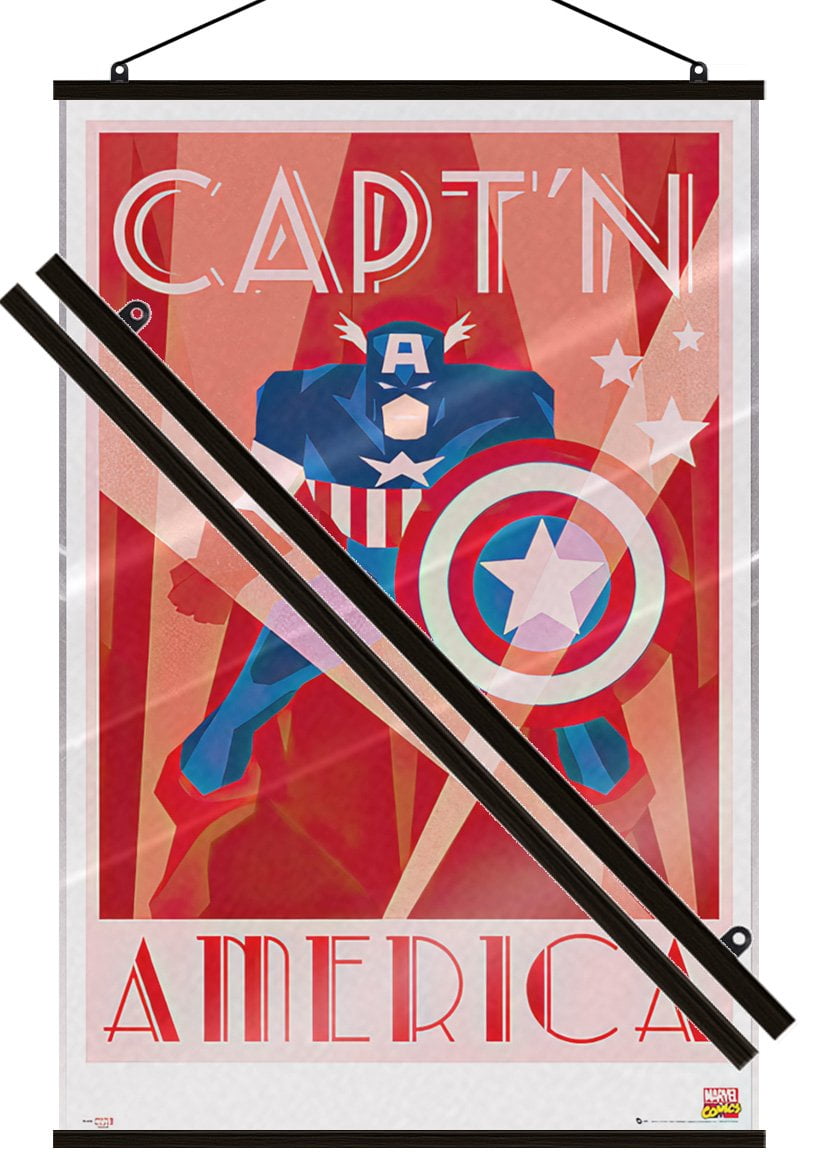 Captain America - Marvel Comics Poster (Retro Art Deco Design) (Capt'n ...