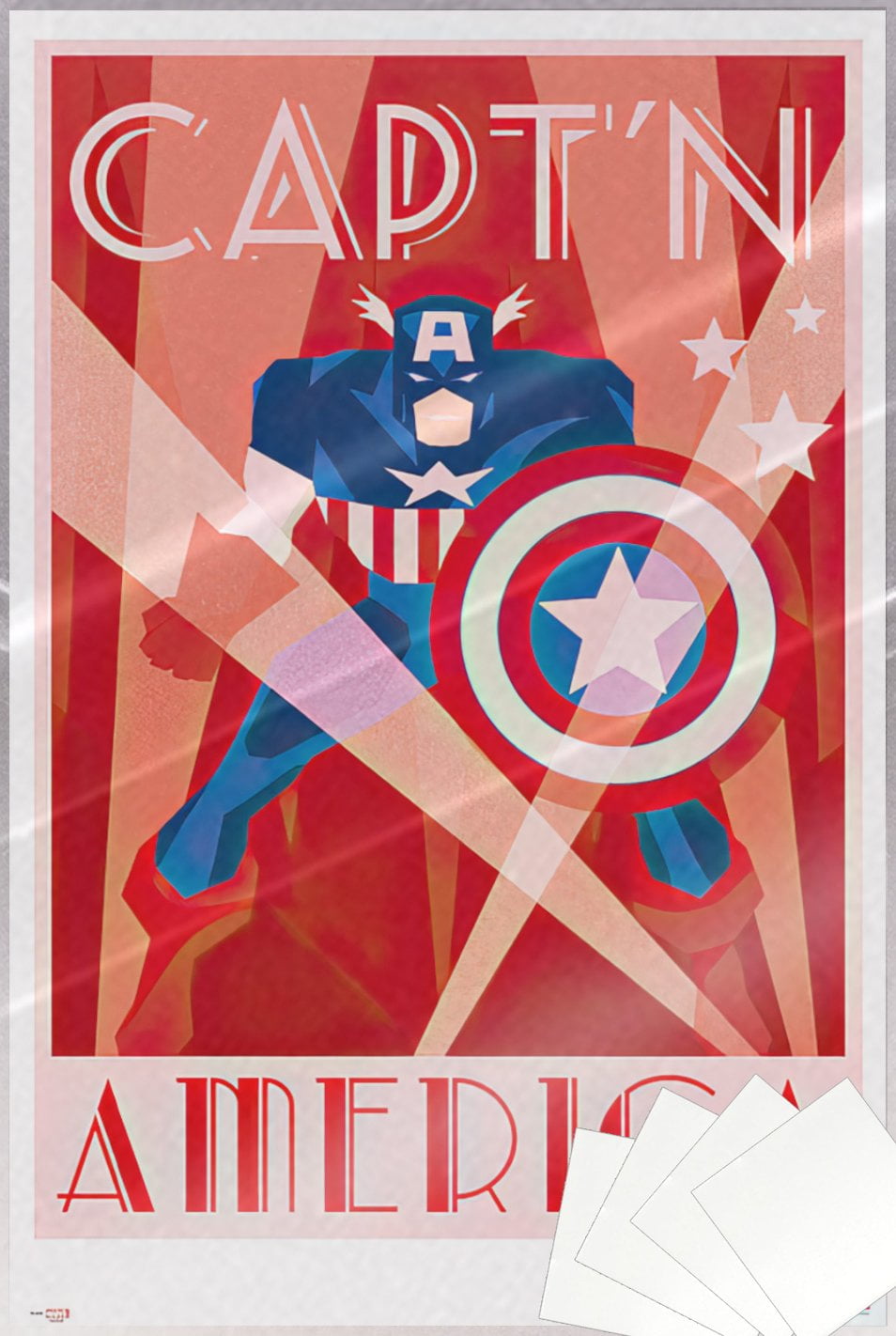 Captain America - Marvel Comics Poster (Retro Art Deco Design) (Capt'n ...
