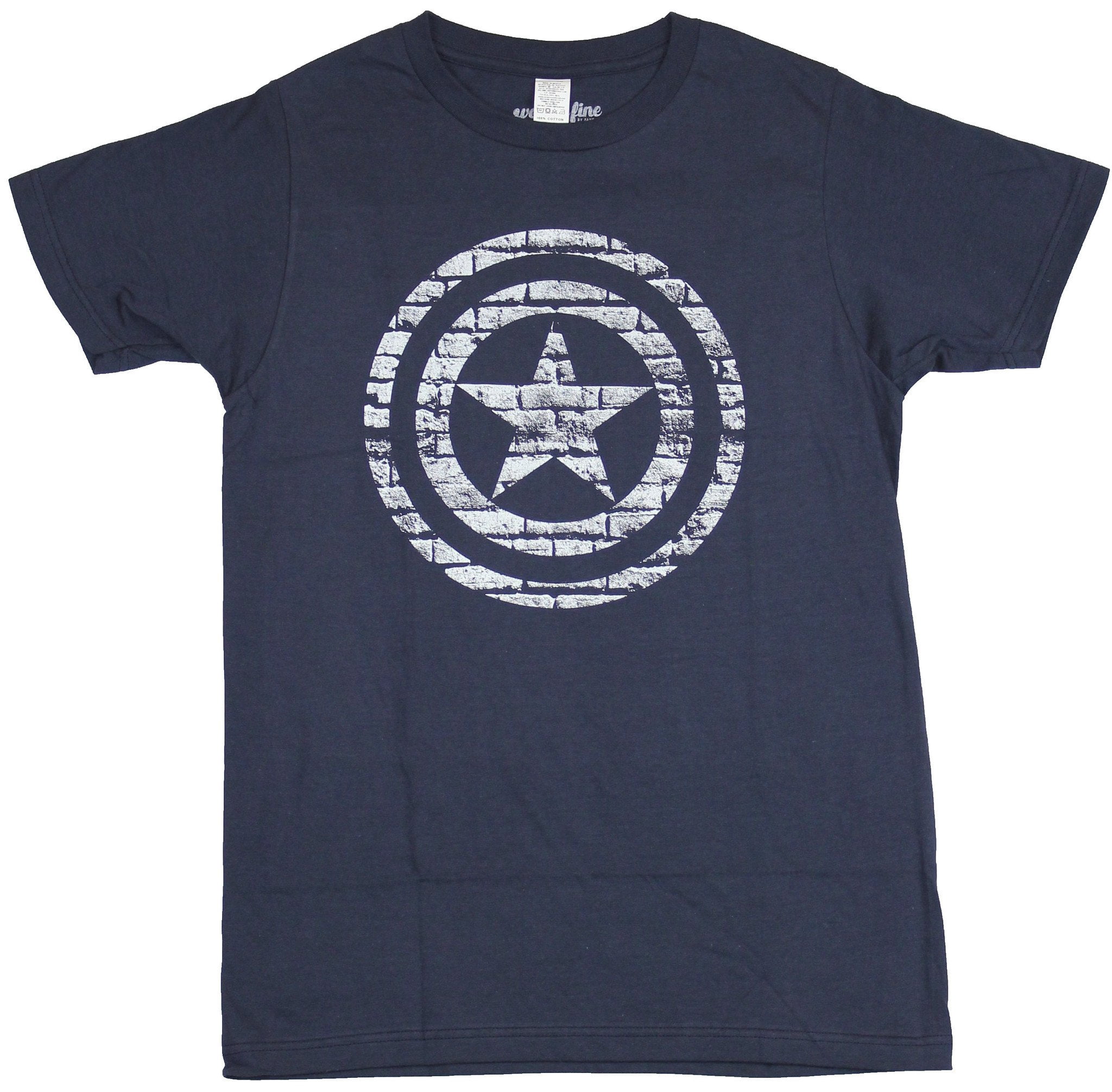 Captain America (Marvel) Mens T-Shirt - White Bricked Circle Shield ...