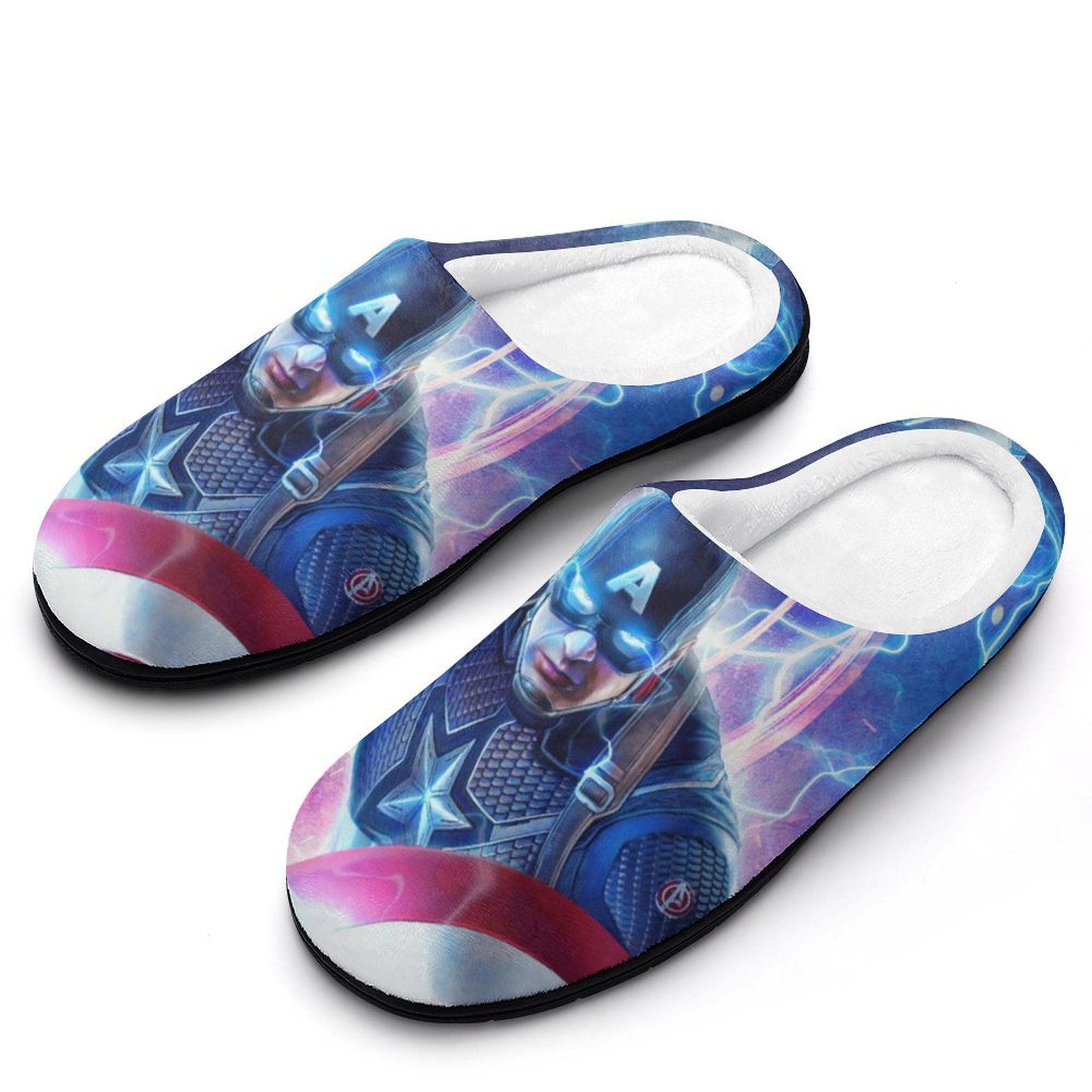 Captain America Men Slippers Non-Slip Fuzzy House Slippers Warm Soft ...