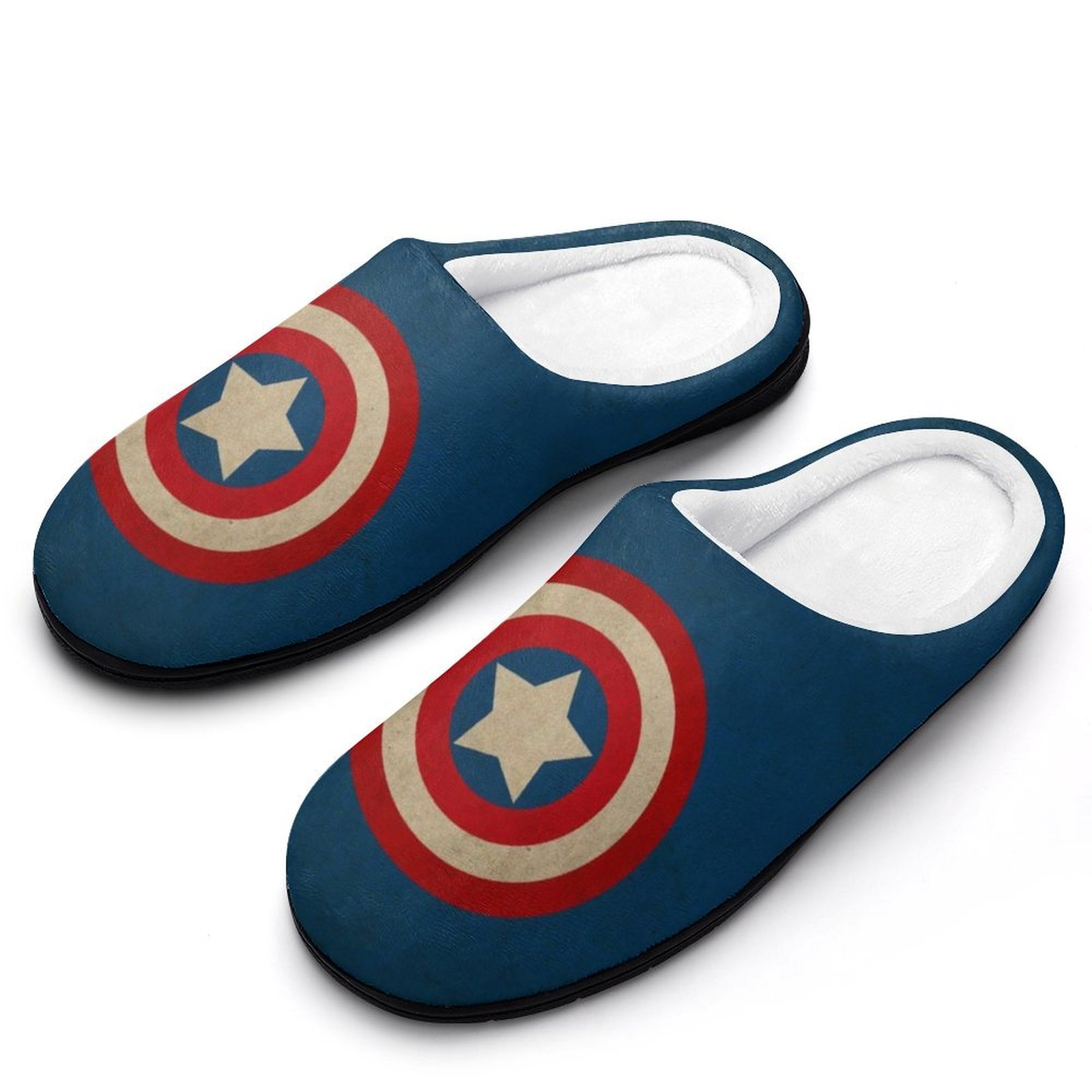 Captain America Men Slippers Non-Slip Fuzzy House Slippers Warm Soft ...
