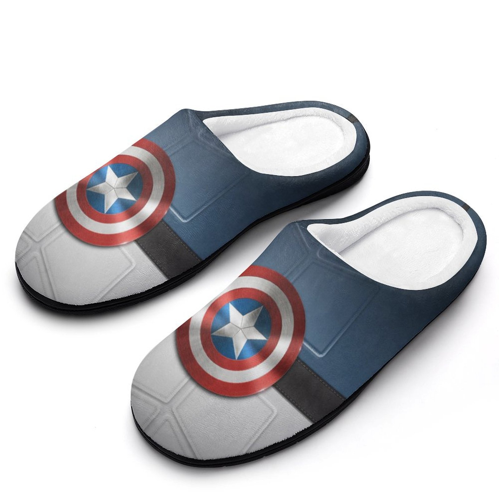 Captain America Men Slippers Non-Slip Fuzzy House Slippers Warm Soft ...