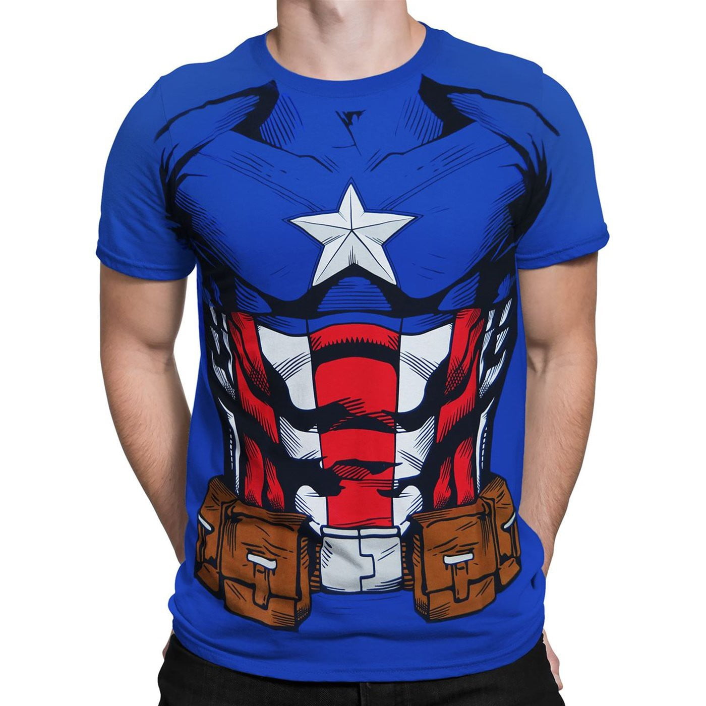 Captain America Mens Captain America Suit-Up Costume T-Shirt, Extra ...