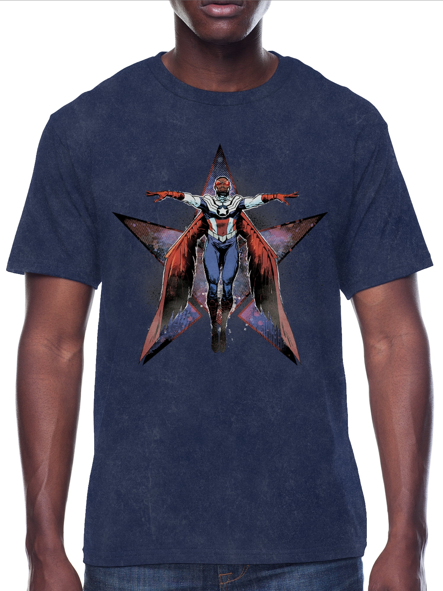 Captain America, Mens Graphic Print Short Sleeve Tee, Sam Cap Star ...