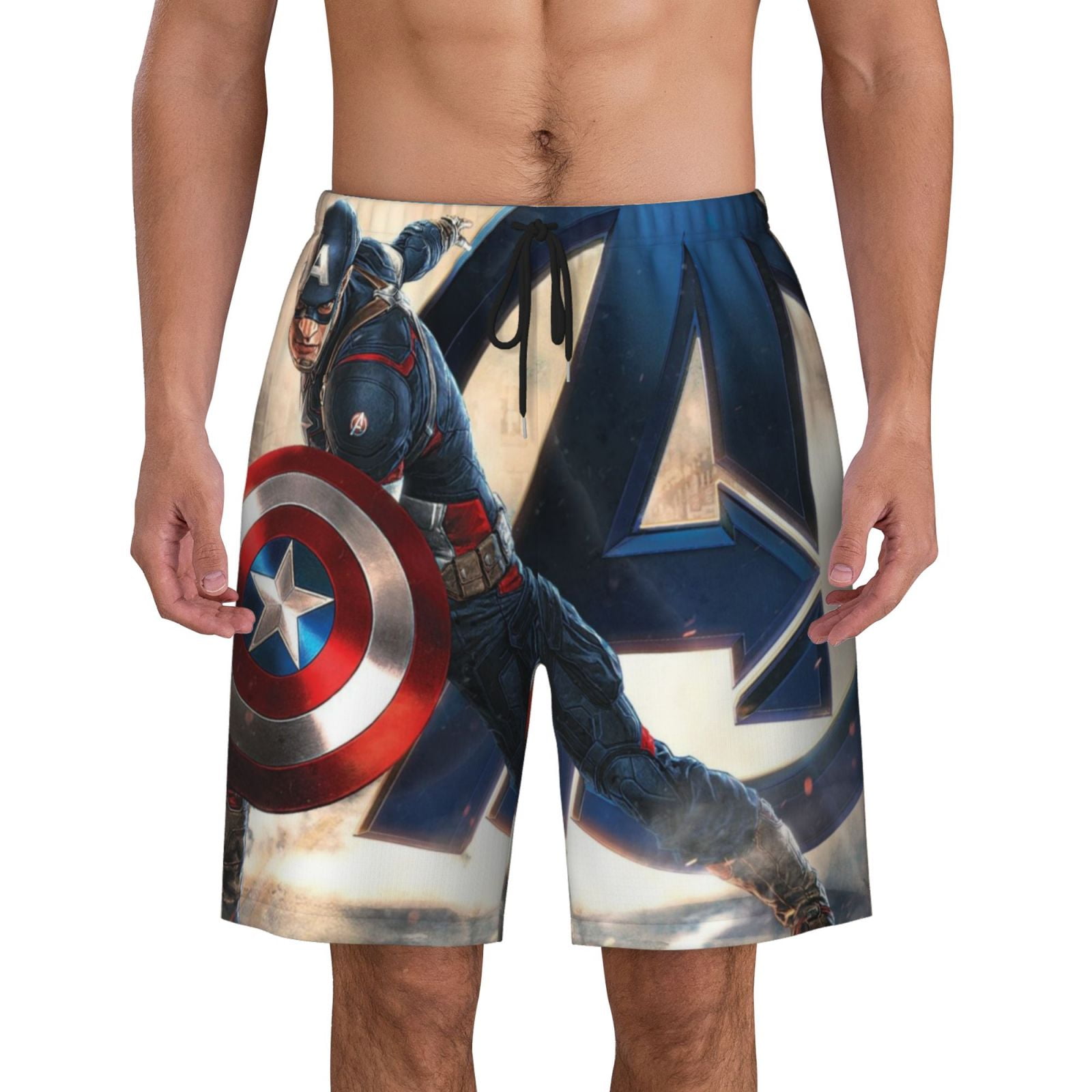 Captain America Mens Swim Trunks Quick Dry Board Shorts with Mesh ...