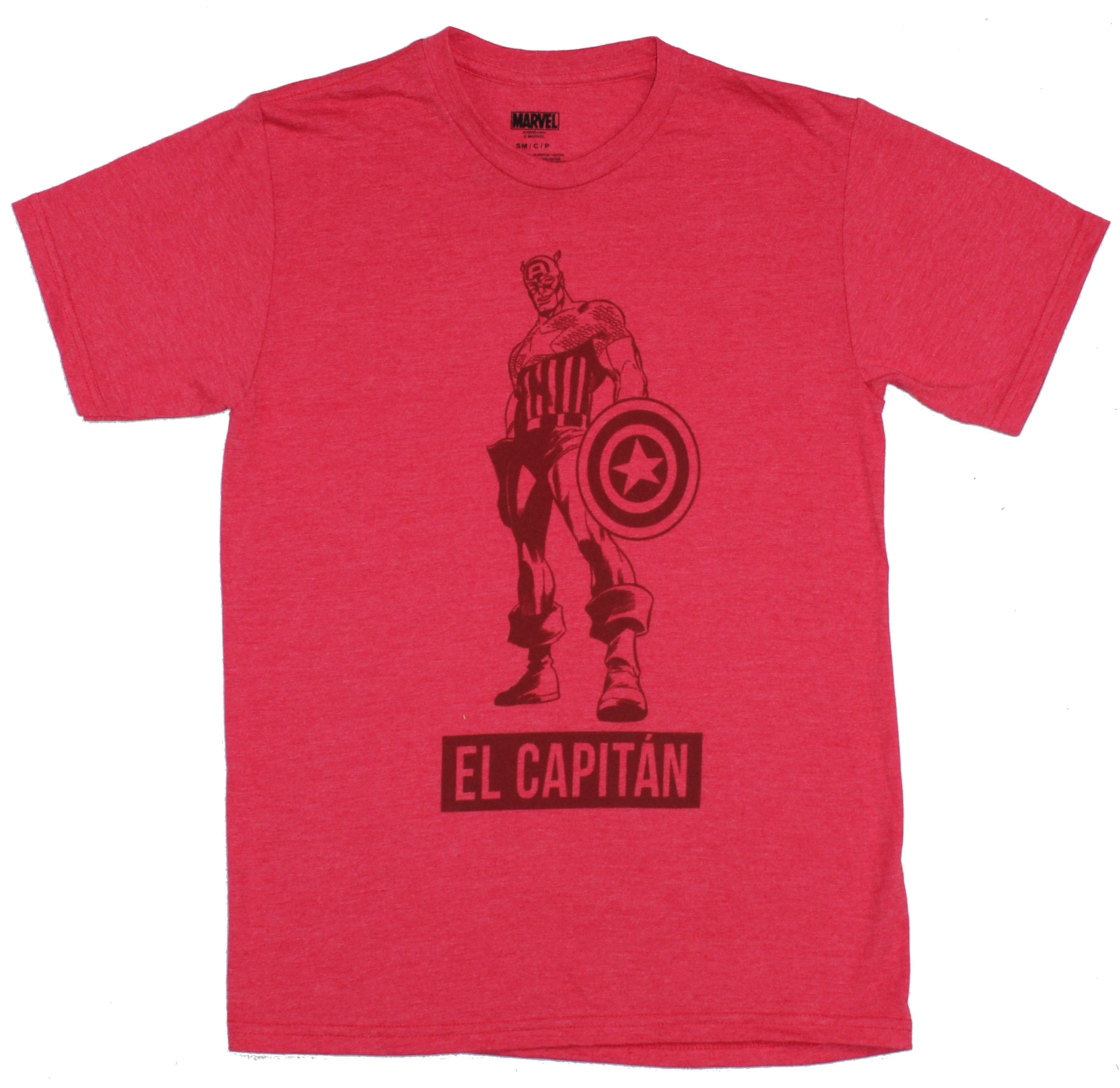 Captain America Mens T-Shirt - El Capitan Standing Sketch Image (2X ...