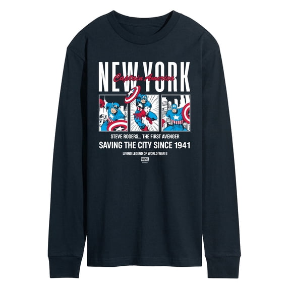 Captain America - New York Comic - Men's Long Sleeve Graphic T-Shirt ...