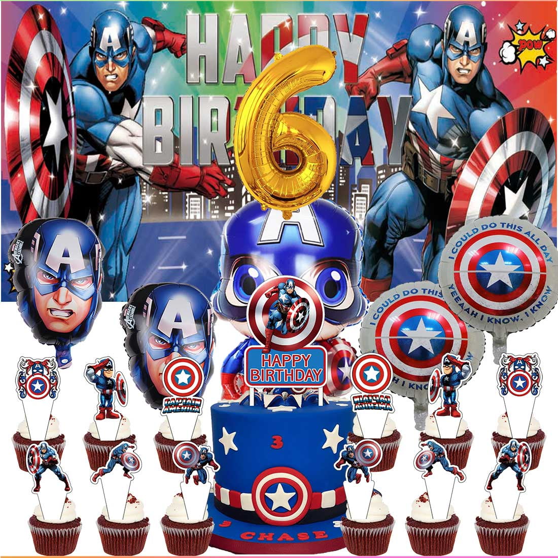 Captain America Party Supplies Decor 6th Kit Balloons Birthday Cake ...