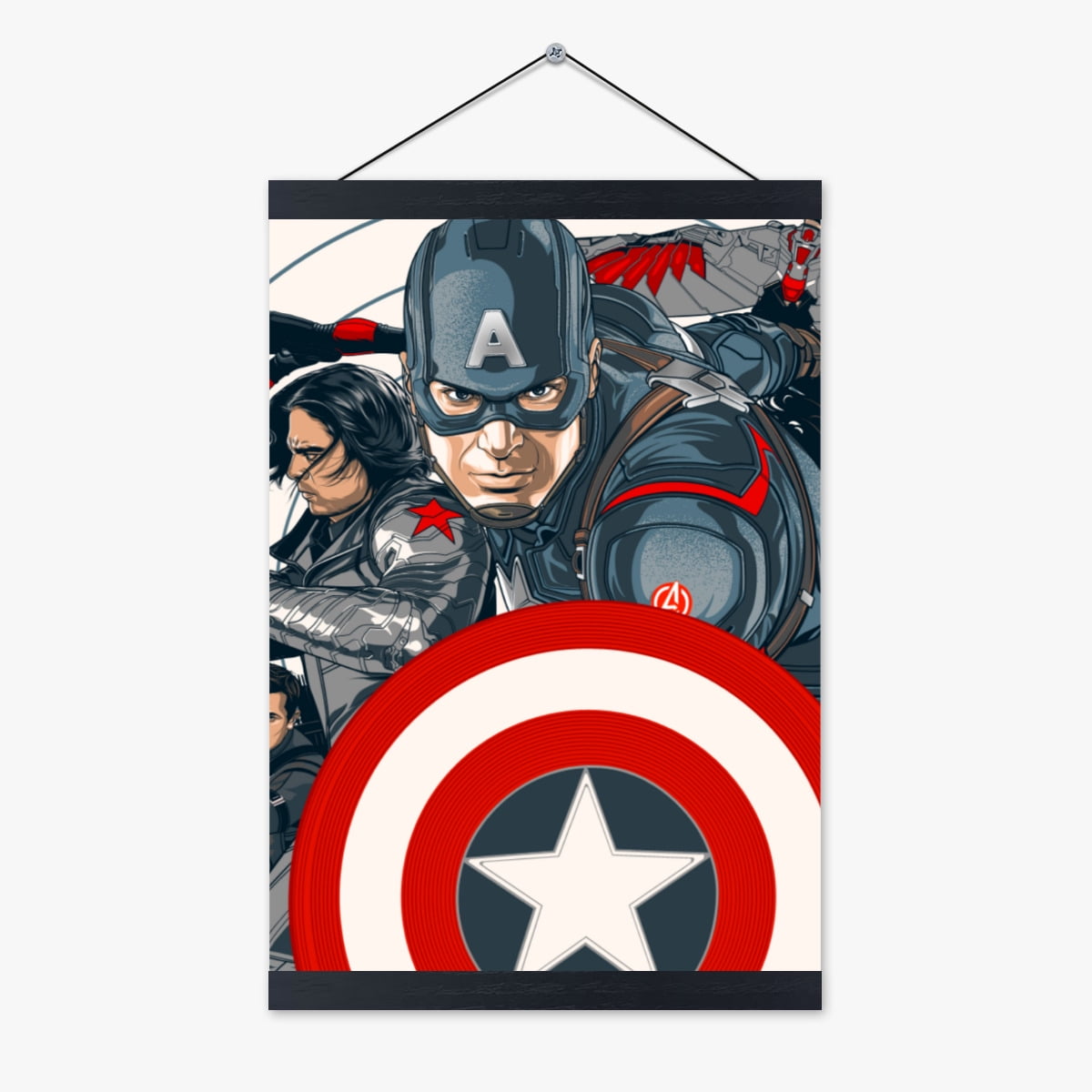 Captain America Poster Wall Hanging Scroll Wooden Frame Poster Canvas ...