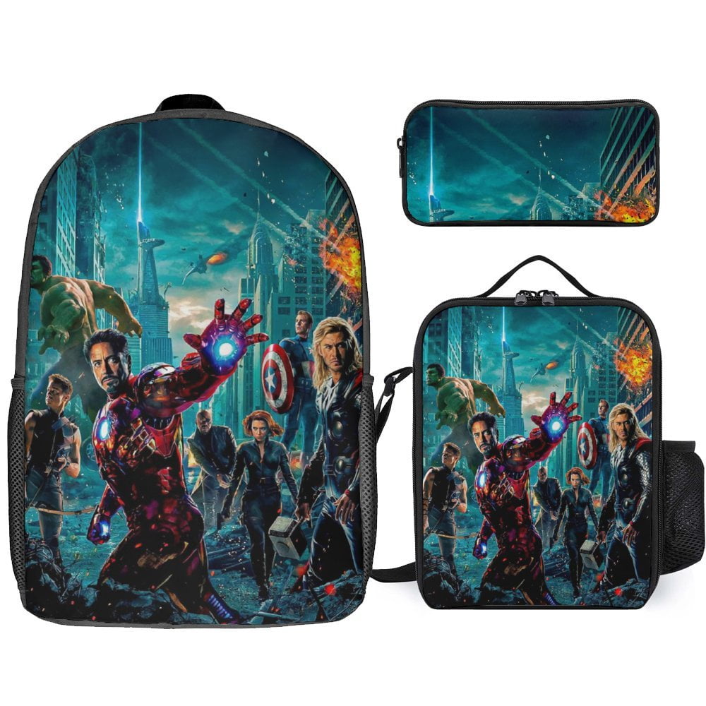 Captain America School Bag Set 3 Pcs for Boys And Girls, Anime And ...