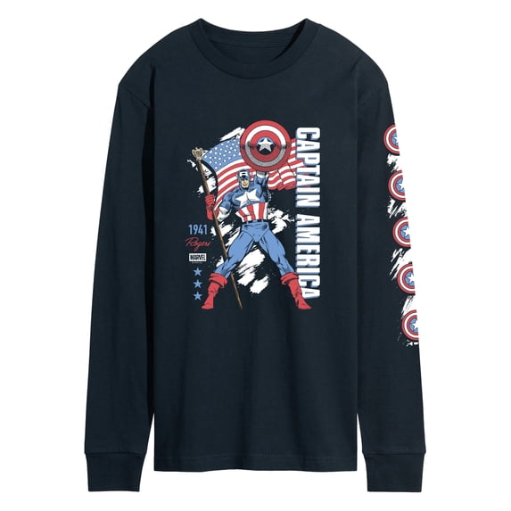 Captain America - Shield - Men's Long Sleeve Graphic T-Shirt - Walmart.com