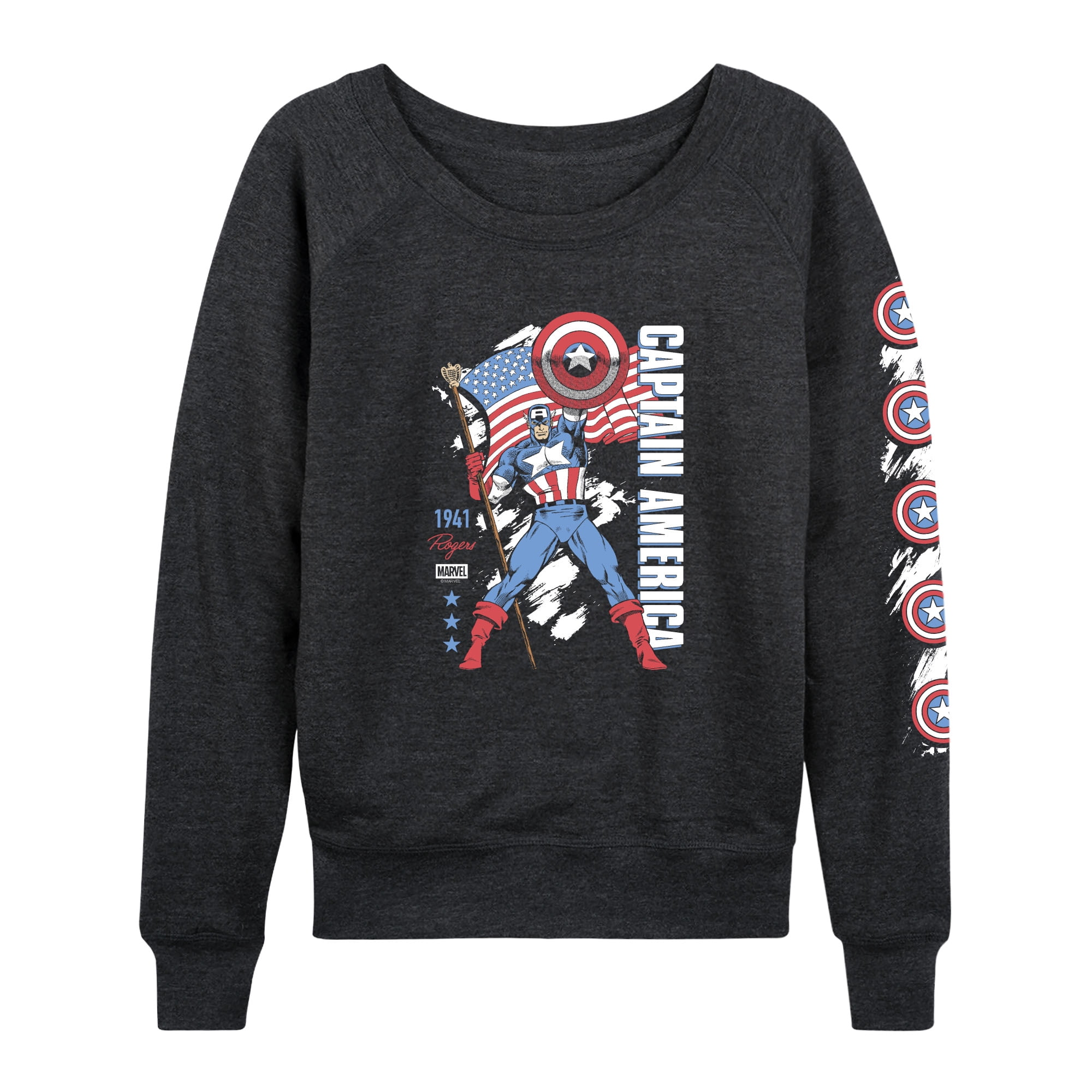 Captain America - Shield - Women's French Terry Long Sleeve Pullover ...